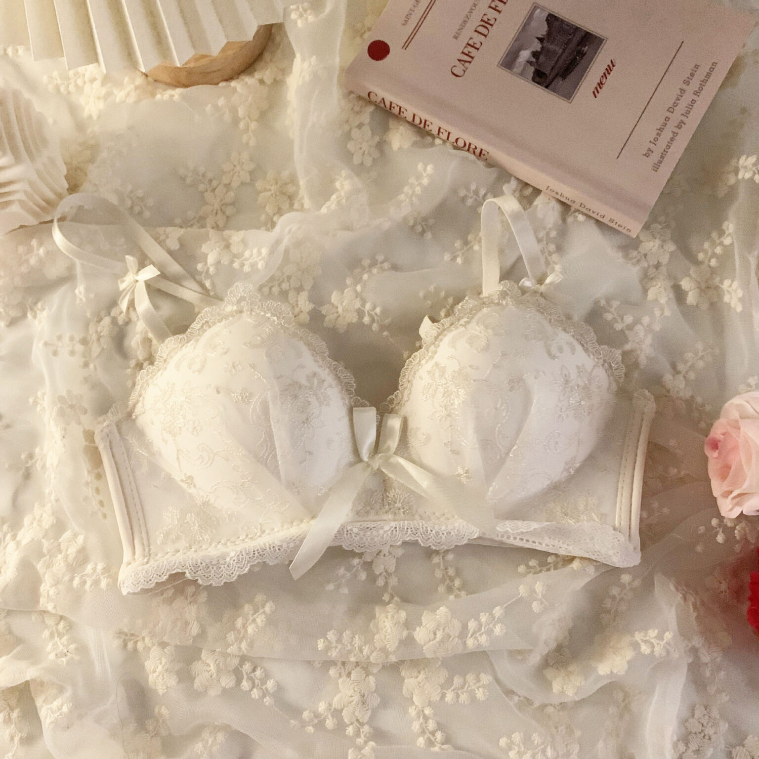 Designer Lace Semi Cup Soft Push Up Bra - Hersonal